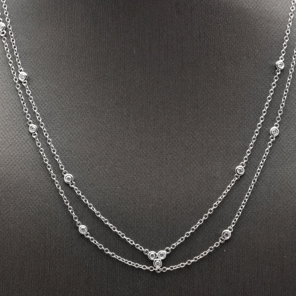 Jewelry | 14k White Gold Diamond Chain Necklace | Poshmark